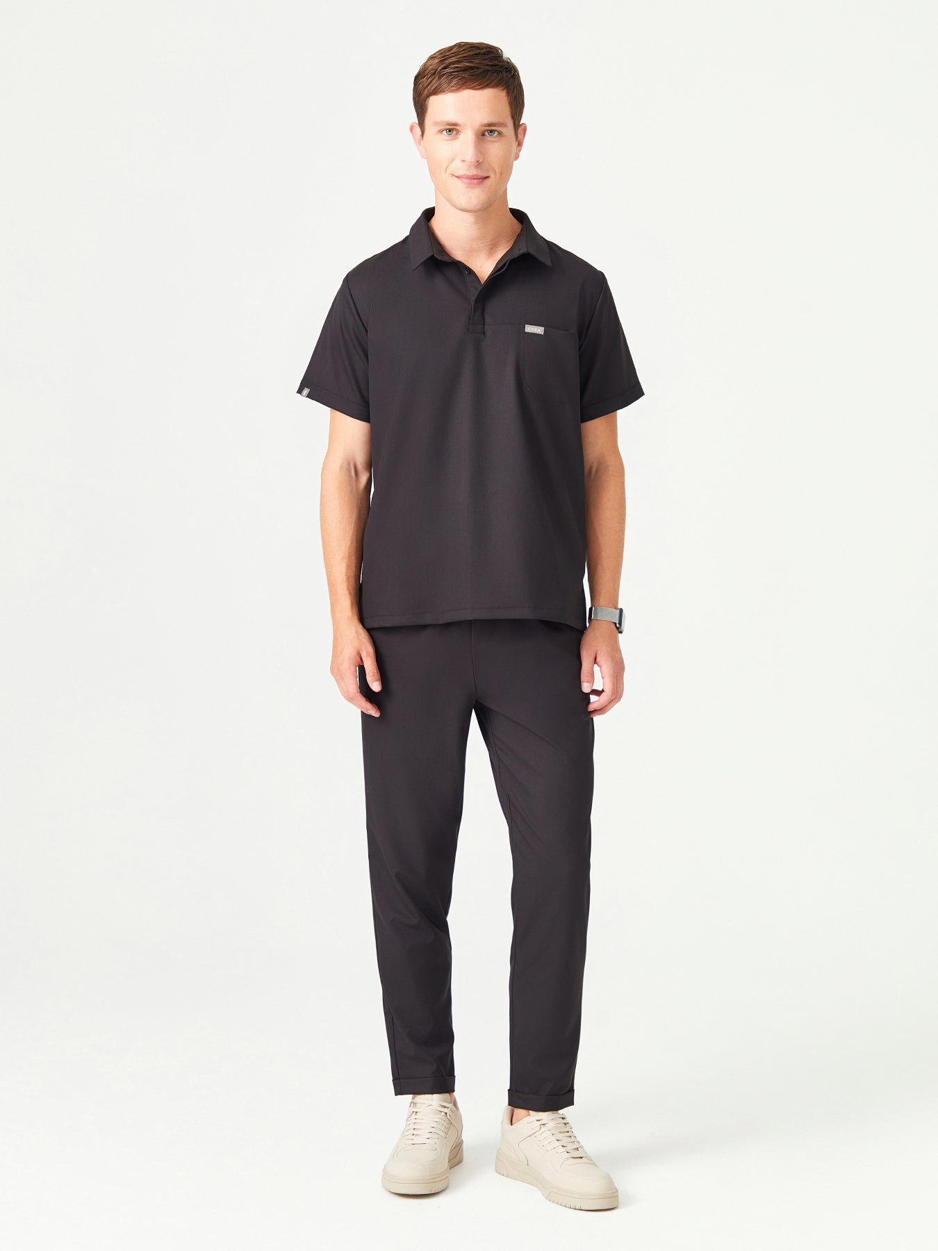Cosa x Studio Brandia® 03 Men’s Shirt Collar Scrub Top – Black | Cosa ...